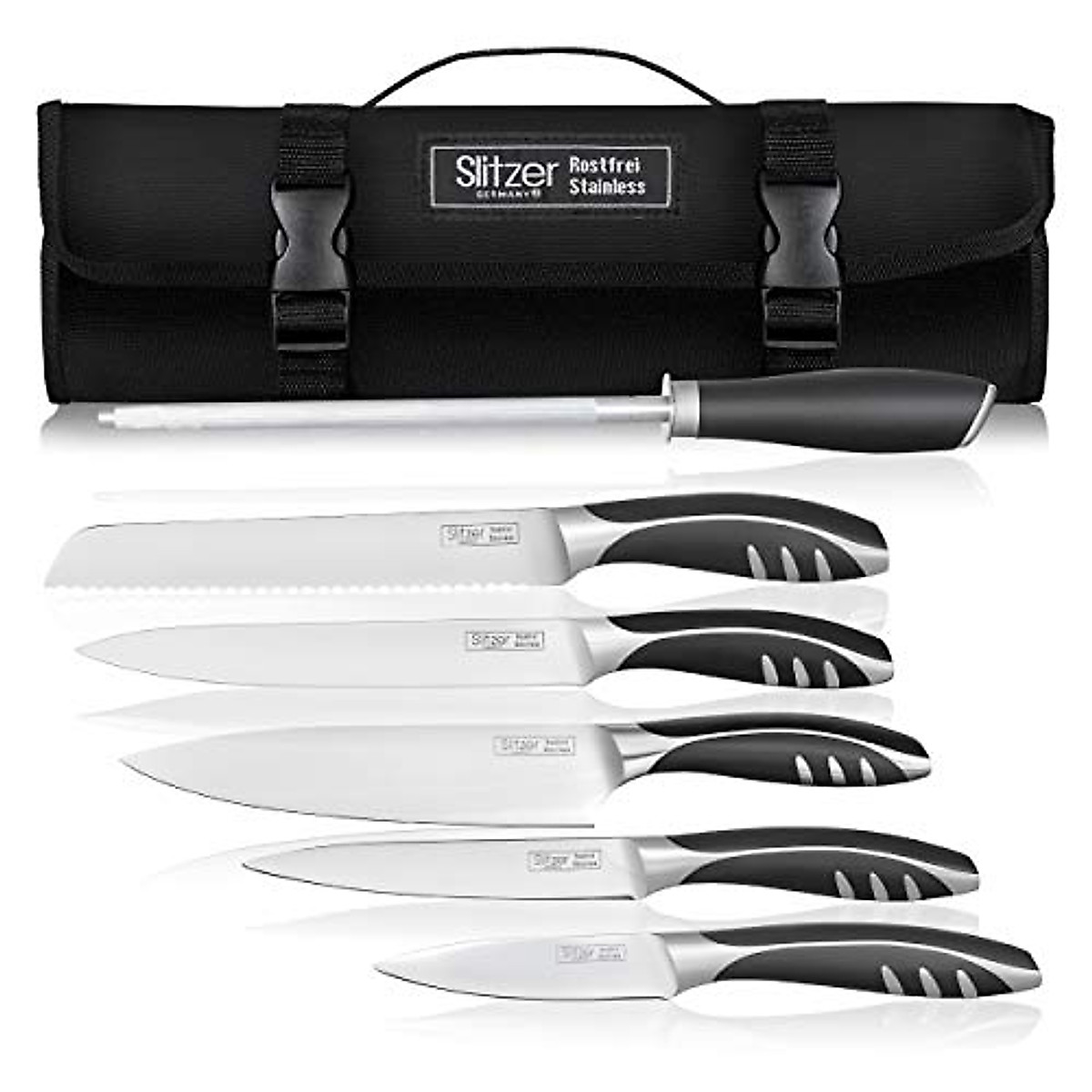 Slitzer Germany 7-Piece Chef's Knife Set, Ergonomically Designed, Professional Grade Chef Knives, Great addition to any kitchen