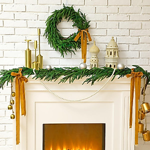 Jutom Christmas Real Touch Norfolk Pine Garlands Artificial Greenery Faux Christmas Norfolk Pine Garlands for Holiday Seasonal Indoor Home Decor Mantle(2 Pcs,60 Inches)