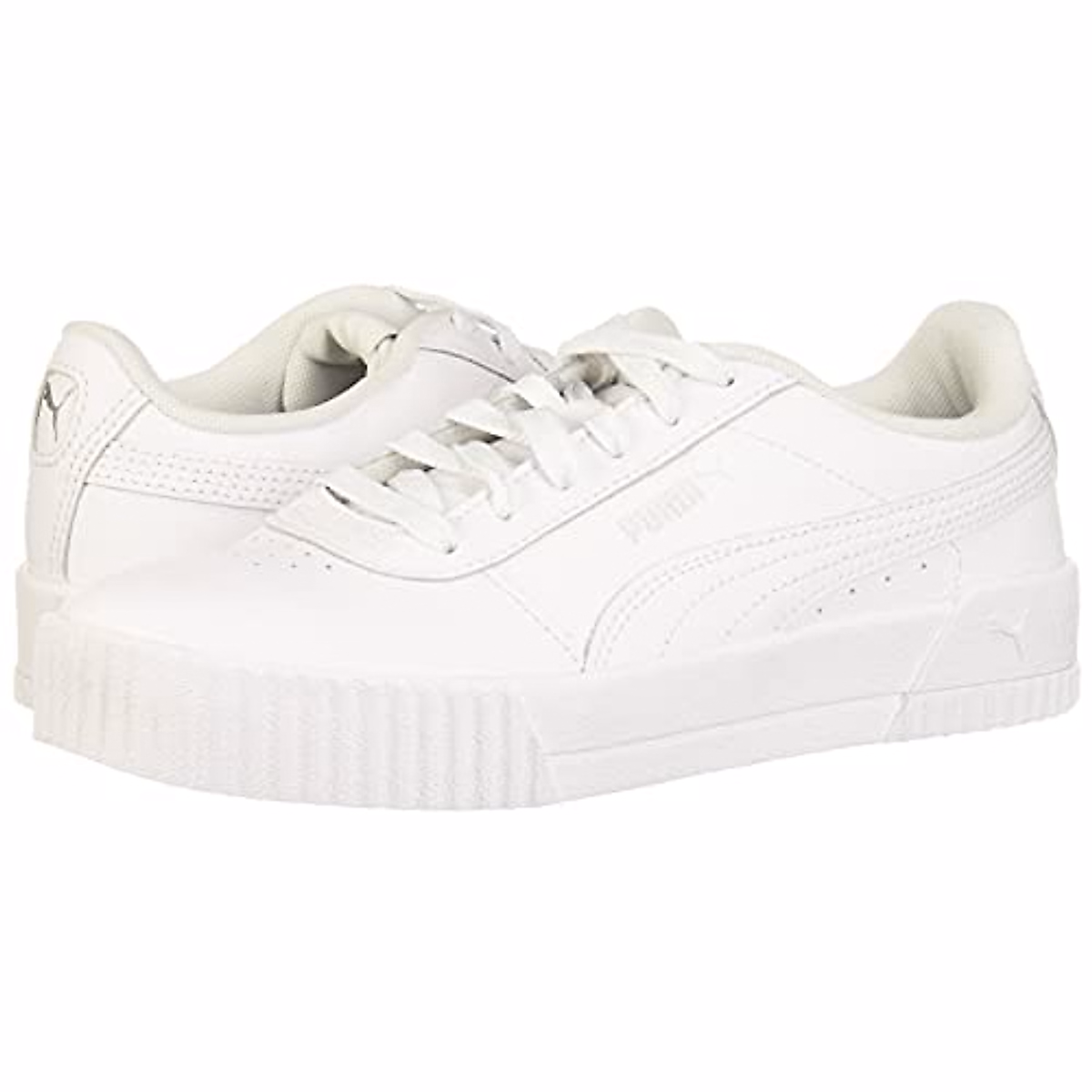 PUMA Women's Carina Sneaker, Puma White-puma White-puma Silver, 8.5 US