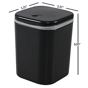 Melontray 0.5 Gallon/ 2.2 Liter Desktop Trash Can with Lid, Mini Pop Up Garbage Can, Black