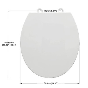 CYRRET Toilet Seat Round with Lid, Slow Close, Easy to Install and Clean, Durable Plastic, White, Replacement Toilet Seats, Fits Standard Round Toilets Bowl