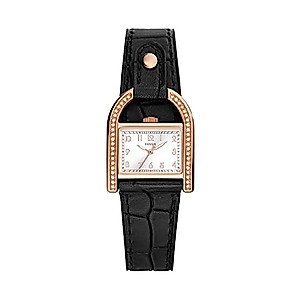 Fossil Women's Harwell Quartz Stainless Steel and Eco Leather Three-Hand Watch, Color: Rose Gold, Black (Model: ES5263)