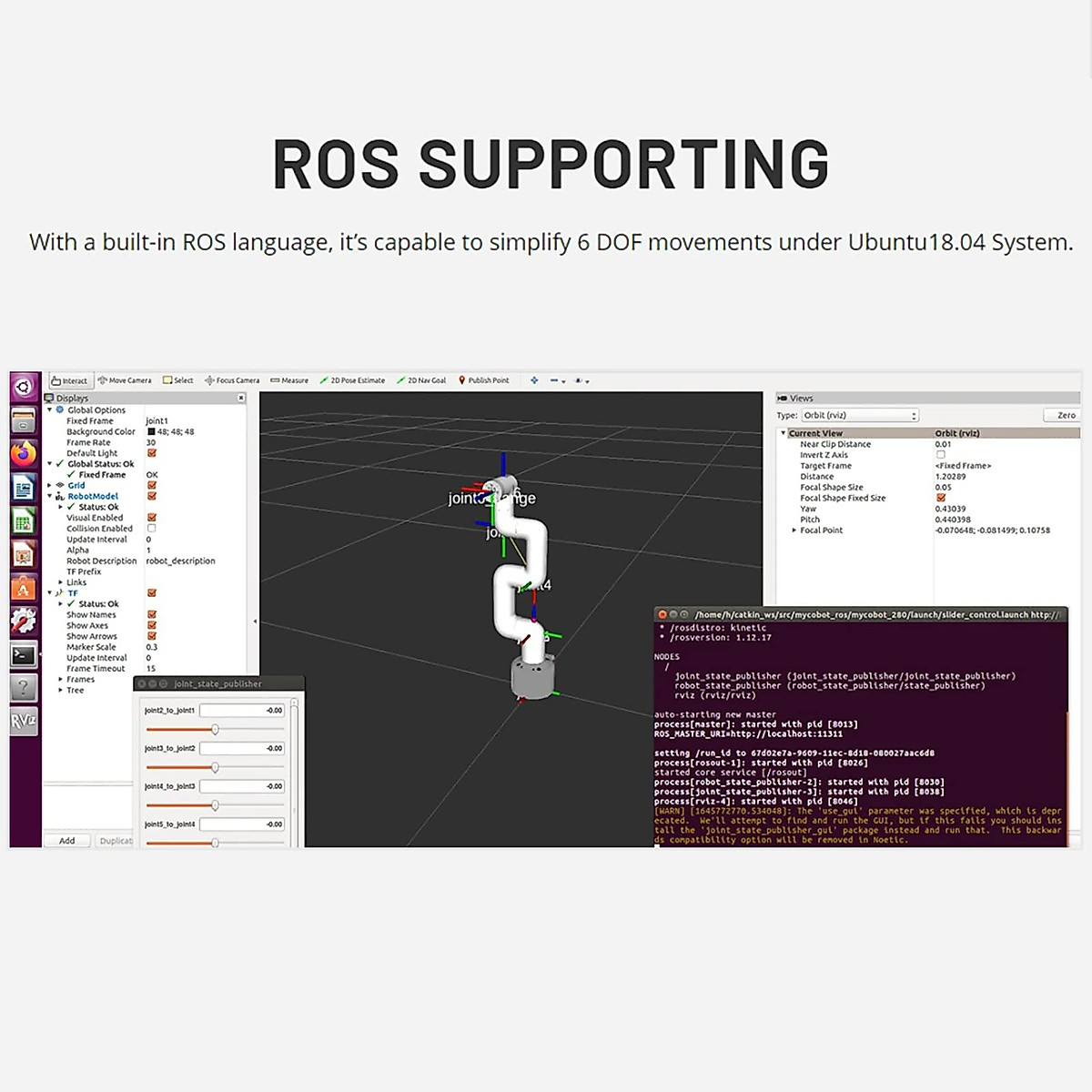ELEPHANT ROBOTICS Robotic Arm myCobot 280 with Raspberry Pi 4& Flat Base, Open Source 6-DOF Robot Arm, Collaborative Desktop Coding Robot, Education ROS Robot Arms for Programming Learning