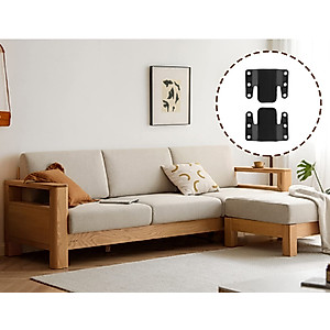 Cionyce 4 Pcs Sectional Couch Connectors, Sectional Sofa Connector Bracket Universal Sofa Interlocking Connector with Screws for Couch, Loveseat, Chair, Recliner(Black)