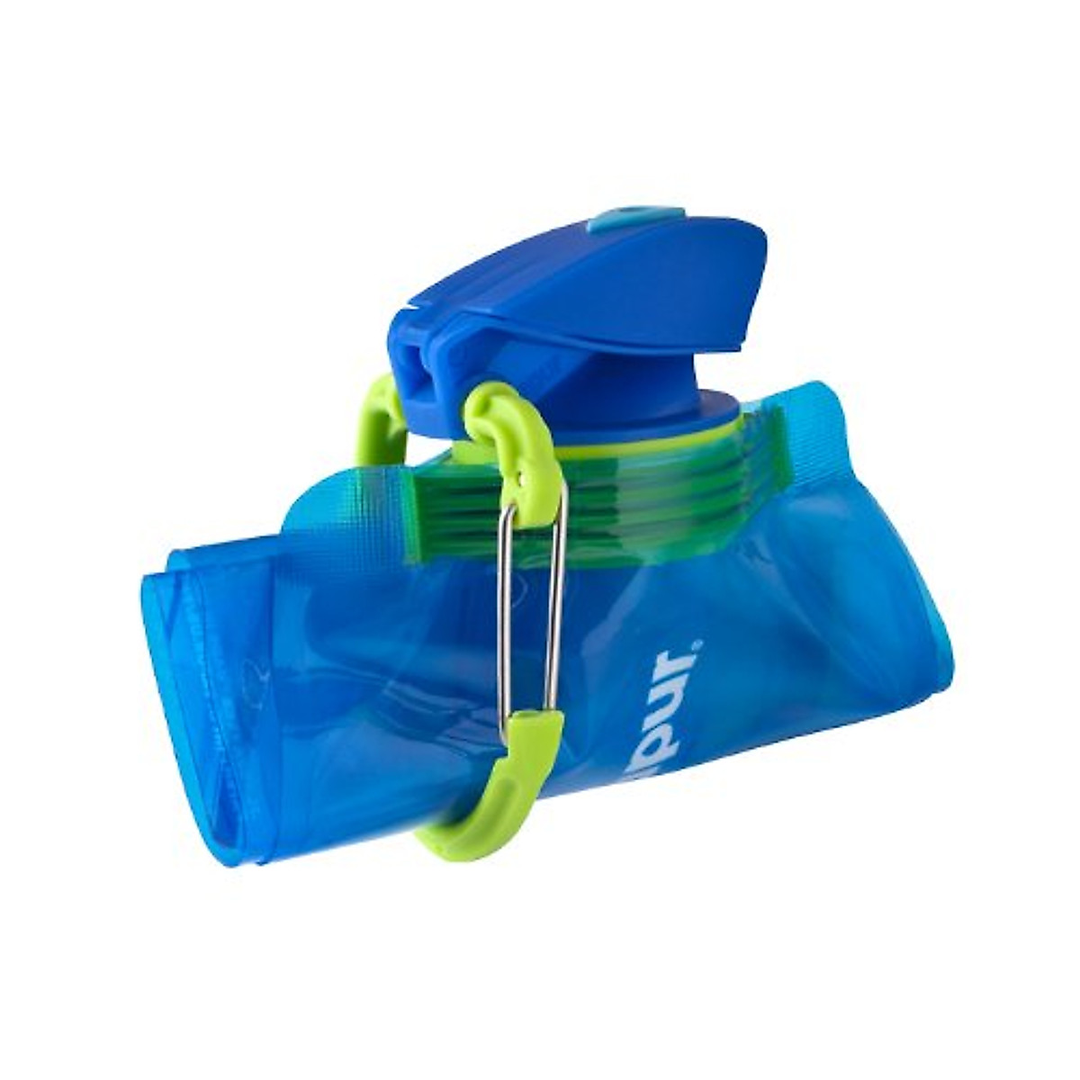 Vapur Flexible Collapsible Wide Mouth Anti-Bottle with Detachable Carabiner, 34 Ounce, Blue, Pack of 1