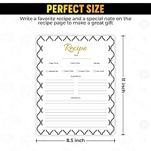 Primis3 Premium Recipe Binder Refills for 8.5" x 11" Recipe Binders, Sleek, Minimalist Design 50 Sheets Full-Size Recipe cards for your Favorite Recipes Binder, Matte Paper, Spill-Proof Sheet Covers