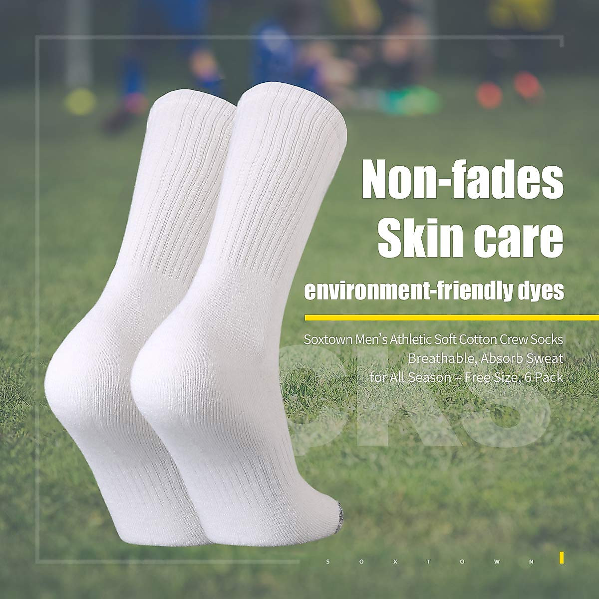 SOX TOWN Unisex Cushioned Crew Training Athletic Socks Men & Women with Combed Cotton Moisture Wicking Breathable Performance(White XL)