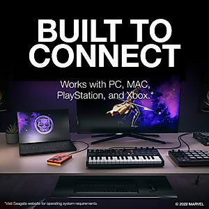 Seagate Okoye SE FireCuda External HDD - USB 3.2, Customizable RGB LED Yellow, Works with PC, Mac, PlayStation, and Xbox, 1-yr Rescue Services (STLX2000403)