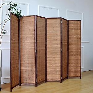 Furnnylane 6 Panel Room Divider and Folding Screen Room Divider,Bamboo Room Divider for Room Separation,67" H x 92.1" W