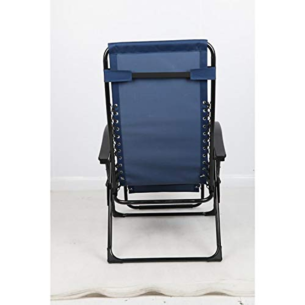 Guidesman LC-8014 Foldable Locking Weather Resistant Outdoor Steel Framed Zero Gravity Reclining Lounge Chair with Headrest Pillow, Blue