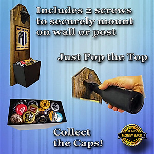 Back the Blue - Law Enforcement - Bottle Opener and Cap Catcher - Handcrafted by a Vet - 100% Solid Pine 3/4" Thick - Unique Rustic Sign, Wall Mounted - Thin Blue Line - Police - Great Gift