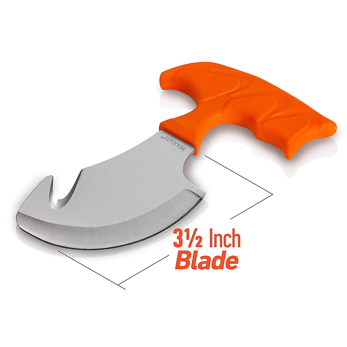 Maxam 5-Inch Skinning Knife with Gut Hook & Sheath - 3.5" 8Cr18MoV Stainless Steel Blade with Bead Blast Finish