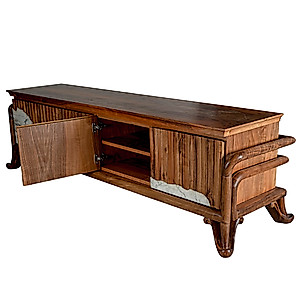 Angora Apex TV Unit - Mid Century Modern Style with Marble Accent | 100% Black Walnut Wood Entertainment Stand for TVs up to 90 Inches | Natural Walnut Wood Furniture Made in Turkey