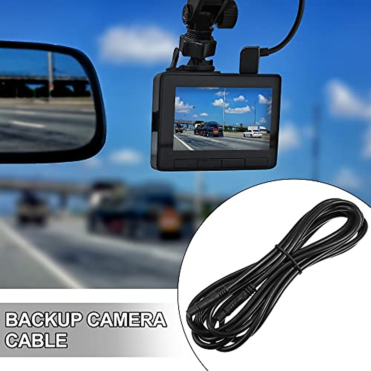 X AUTOHAUX 2 Pcs 8 Pin 9.84ft 300cm Backup Camera Extension Cable Dash Camera Cord Wires Car Rear View Camera