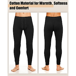 Jecery 4 Pcs Lightweight Men's Thermal Underwear Pants Warm Long Johns Leggings Base Layers Bottoms Winter (Black Gray,Large)