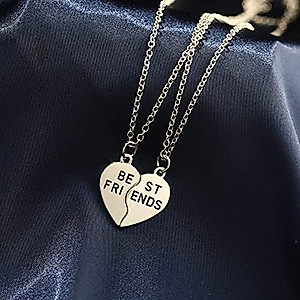 BONJOULRY Best Friend Friendship BFF Necklaces for 2 Girls, Heart Preppy Matching Necklace for Couples Womens Trendy Best Friends Forever Personalized Necklaces BFF Gifts