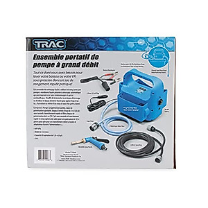 Trac Outdoors Portable Washdown Pump Kit - Self-Priming Marine-Grade Pump - Includes Everything Needed to Power-Spray, Just Add Water (69380), Blue