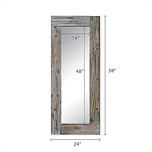 Barnyard Designs Full Length Floor Mirror - Unfinished Wood Leaner Mirror, Large Full Body Rustic Frame, Standing, Leaning or Hanging, Farmhouse Living Room & Bedroom, Natural (24x58 Inch)