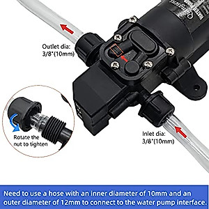 DC 12V Fresh Water Pump 60W Spray Pump, with Speed Switch Filter Pressure Switch 4.5L/min 1.2GPM 100PSI, Suitable for Car Wash/Sprayer/Garden Irrigation/Home Water Supply/Camper