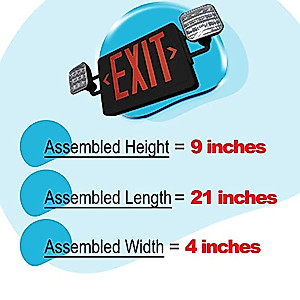 Ciata Emergency LED Exit Sign Combo with 90-Minute Battery Backup and Adjustable Ultra-Bright LED Lamps (Black)