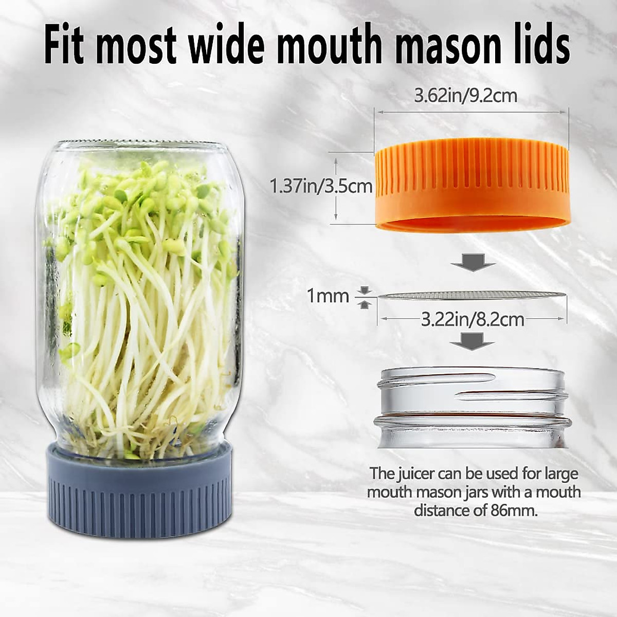 5 Pack Sprouting Lids for Wide Mouth Mason Jars, Plastic Sprout Lid, Bean Screen Sprouting Lids, Suit for Grow Bean Sprouts, Alfalfa, Salad Sprouts etc