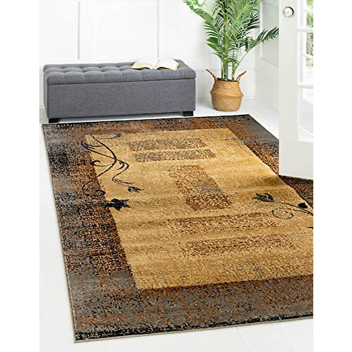 Rugs.com Cafe Collection Rug – 3' x 5' Beige Medium Rug Perfect for Entryways, Kitchens, Breakfast Nooks, Accent Pieces