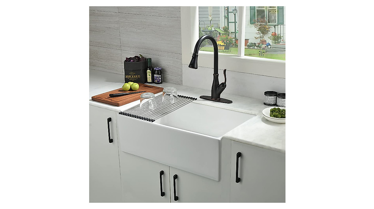 Buy BoomHoze 33-Inch White Fireclay Farmhouse Sink - Durable & Stylish