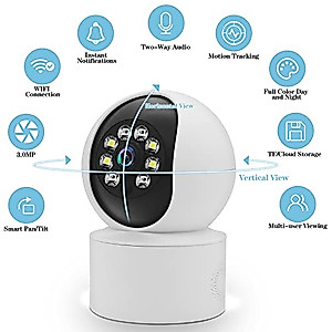 WiFi Plug-in Indoor Security Camera 360-degree Wireless 1080P 2.4GHz Pan Tilt Home Smart Surveillance Camera for Pet/Baby Monitor with Night Vision Motion Detection Dog Camera