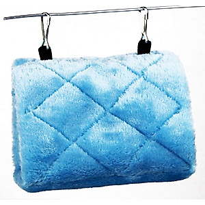 Cdycam Pet Bird Nest Hammock Hanging Cave Cage Plush Snuggle Happy Hut Tent Bed (Small, Blue)