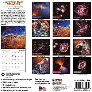RED EMBER James Webb Space Telescope 2023 Hangable Monthly Wall Calendar |12" x 24" Open | Thick & Sturdy Paper | Giftable | Outer Space Universe NASA
