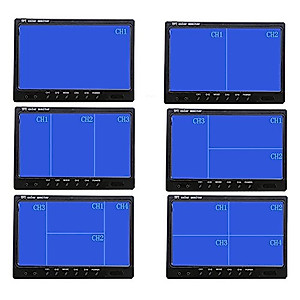 Camecho Vehicle Backup Camera 7 Inch 4 Split Monitor+ 4 Cameras with Front View, Rear View 18 IR Night Vision Waterproof Auto Camera with 2x33 ft and 2x65ft Cables for Trucks, RV, Trailer, Bus