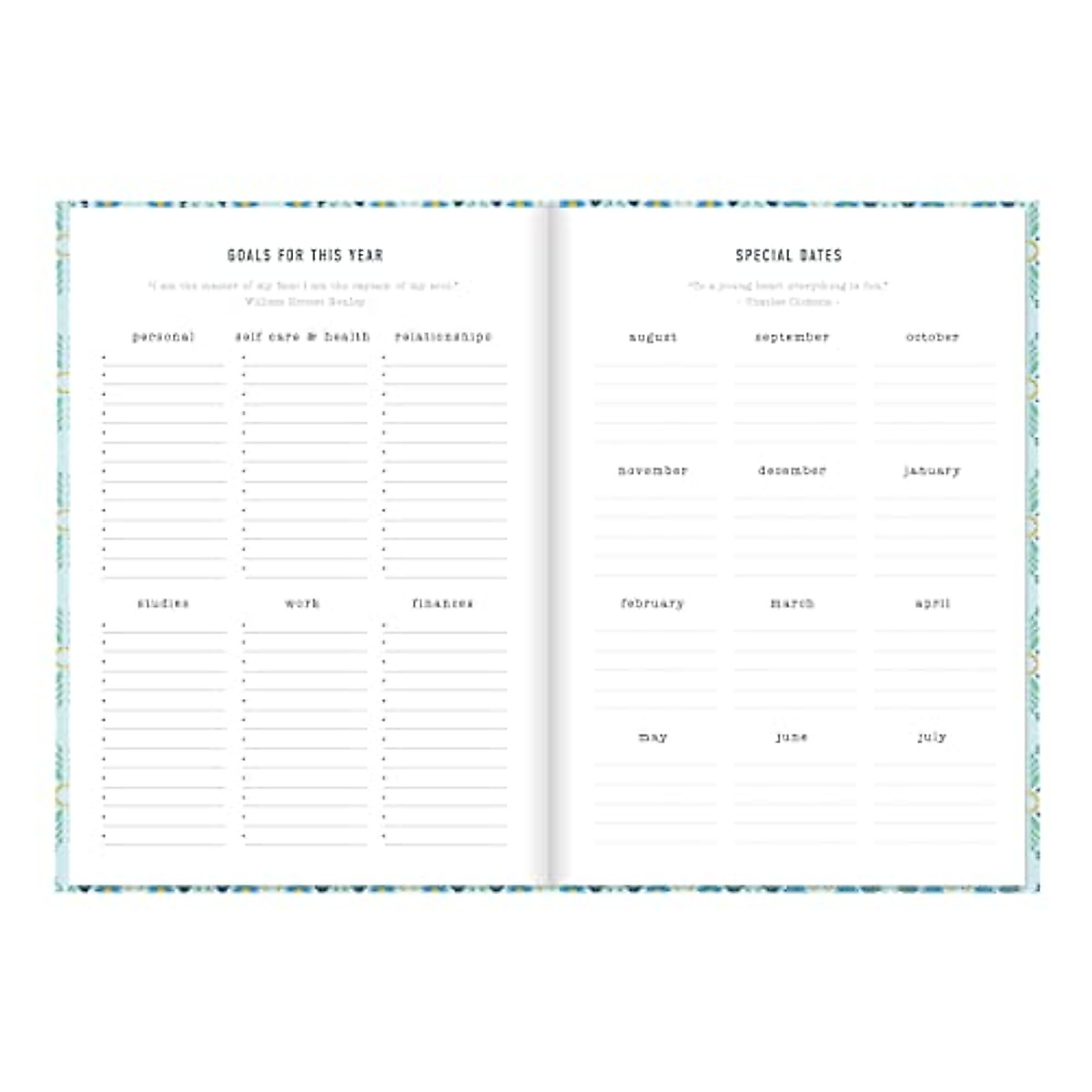 Letts of London Morocco Academic Weekly/Monthly Planner, August 2023 to July 2024, Week-to-View, Sewn Binding, Multilingual, A5 Size, 8.25" x 5.875", Sky (C031813-24)