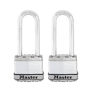 Master Lock M1XTLJ Magnum Heavy Duty Padlock with Key, 2 Pack Keyed-Alike, Steel