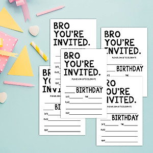 WUAWN Black and White Birthday Invitations with Envelopes, You're Invited Fill - In Birthday Invite Cards for Boys & Girls, Teen, Kids, Birthday Celebration Supplies - 074