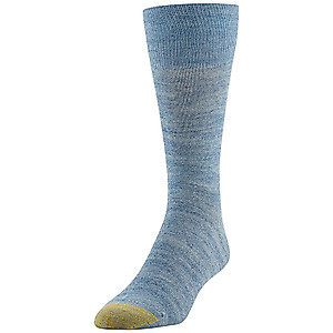 GOLDTOE Men's Cambridge Crew Socks, 6-Pairs, Chambray Assorted, Large