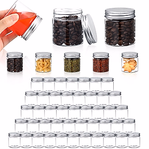 Thyle 100 Pcs Clear Plastic Jars with Lids, 4oz Refillable Containers for Cosmetics, Lotions, and Ointments, Empty Cosmetic Containers for Kitchen Household Storage (Silver)