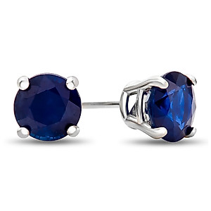FJC Finejewelers 4.5mm Round Sapphire Post-With-Friction-Back Stud Earrings 10 kt White Gold