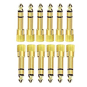 bnafes 12pcs 6.35mm (1/4 inch) Male to 3.5mm (1/8 inch) Female 3-Conductor TRS AUX Stereo Audio Headphone Jack Adapter - 24K Gold Plated