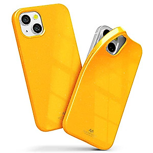 GOOSPERY Pearl Jelly Compatible with iPhone 13 Mini Case, Vivid Color with Light Shimmer Jewel Effects Glitter Sparkles Shine Look Slim Thin TPU Rubber Back Cover (Yellow)