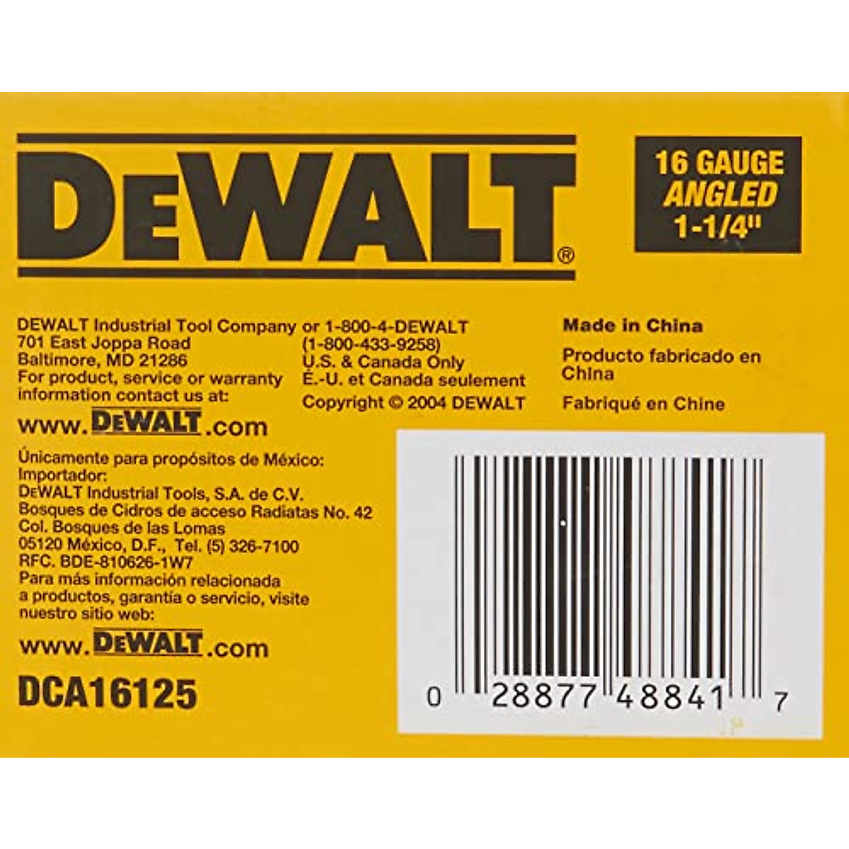 DEWALT Finish Nails, 20-Degree, 1-1/4-Inch, 16GA, 2500-Pack (DCA16125)