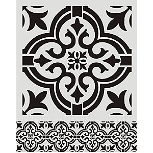 12 x 12 Inch Large Size Reusable Stencil Laser Cut Painting Template Floor Wall Tile Fabric Furniture Stencils Painting Stencils (A4, 2 PC)