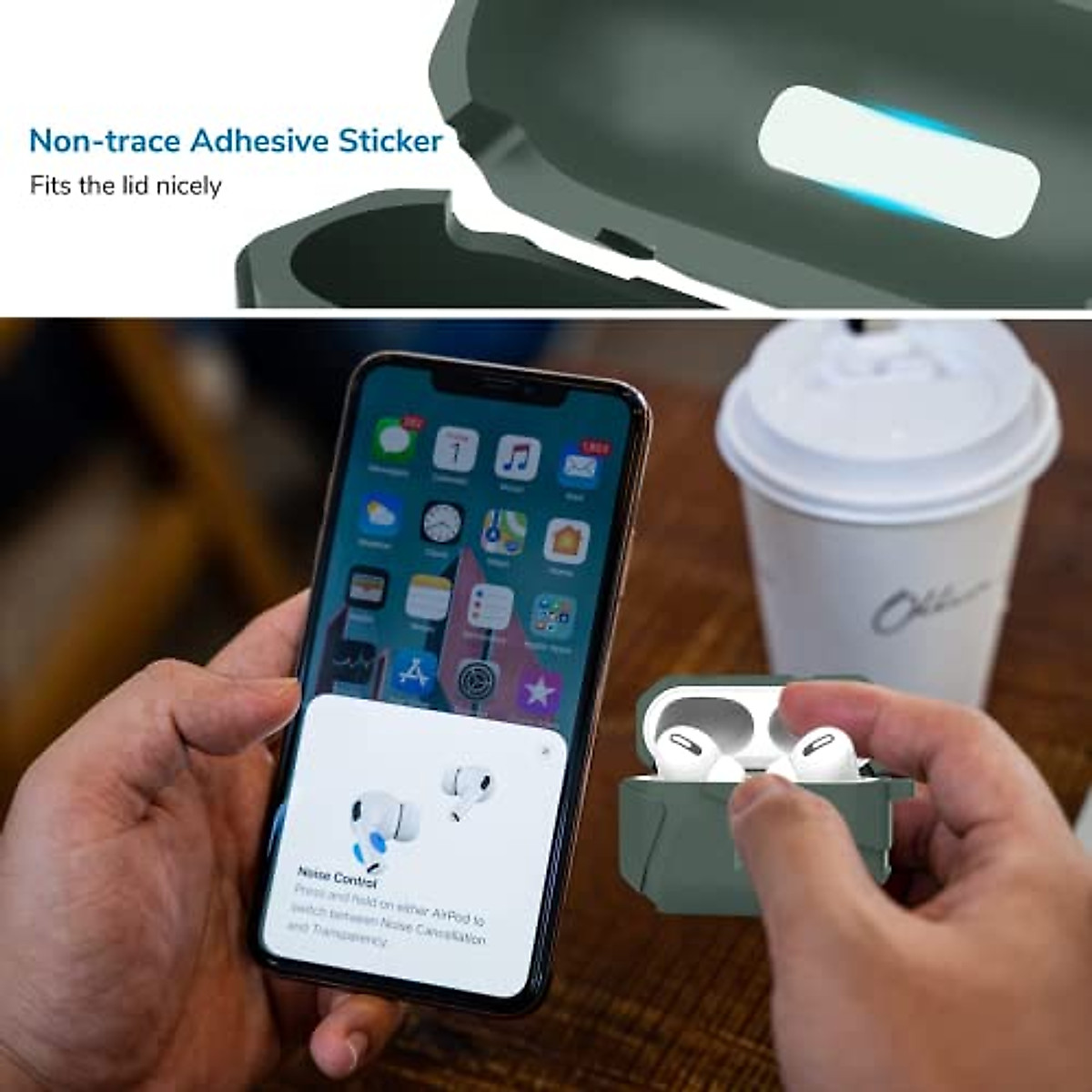 KMMIN Airpod Pro Case with Keychain Hard TPU Shockproof Protective Compatible with Airpods Pro 1st Generation Case(2019) Apple Airpod Pro Case Cover for Men Women Front LED Visible-Green