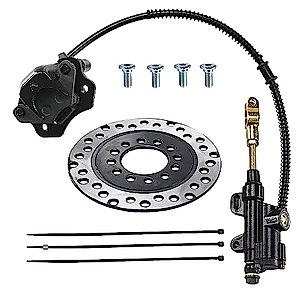 PRO BAT Rear Brake Master Cylinder Caliper Assembly+Brake Disk Rotor for 50cc 70cc 90cc 110cc 125cc Chinese Quad Taotao Boulder B1 Coolster 3050HD ATV Kids Four Wheeler, Black