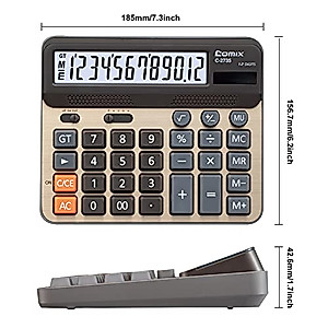 Comix Desktop Calculator, Large Computer Keys, 12 Digits Display, Champaign Gold Color Panel, C-2735