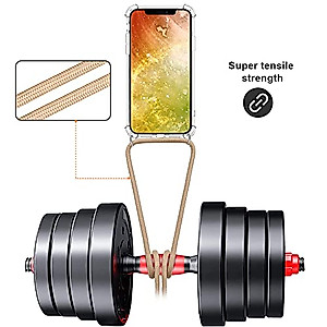 YESPURE for iPhone 13 Mini Clear Case with Adjustable Lanyard Neck Strap,Crossbody Phone Case for iPhone 13 Mini,Transparent Soft TPU Anti-Yellowing Shockproof Protective Cover 5.4 inch - Beige