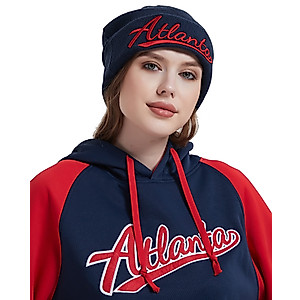 Atlanta 3D Embroidery Classic Cuffed Knit Hat Beanie Toque Skull Cap - Navy OneSize