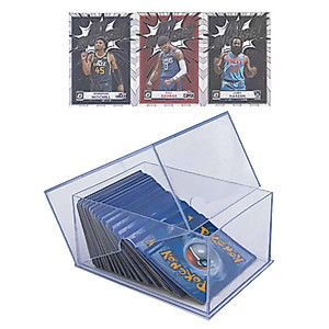 for Pokemon Cards Box, Acrylic Trading Card Storage Organizer Clear Boxes,for Sports Football, Basketball, Baseball, Hockey Magic Cards,White 1 Pack