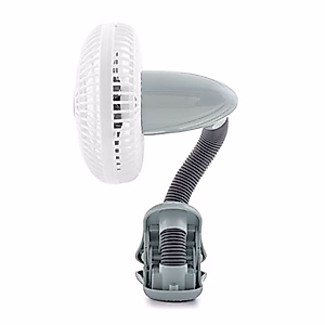 O2COOL 4 Inch Clip On Stroller Fan, Portable Battery Operated for Outdoor, Car Seat and Baby Crib. Flexible Neck and Adjustable Head for Multi-directional Cooling (Grey)