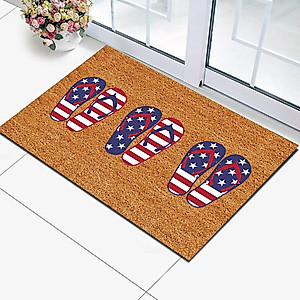 MOMOBO Funny Doormat Custom Indoor Doormat -Flip Flop American Flag Doormat Funny Front Mats Home and Office Decorative Entry Rug Garden/Kitchen/Bedroom Mat Non-Slip Rubber 23.6 x15.7 Inch