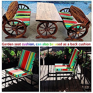 LFNOONE Outdoor Patio Chair Cushions 17"x17" Water-Resistant Garden Chair Cushions,Colorful High Density Sponge Filling Glider Lawn Seats mat,Set of 2,with 4 Rope Fixed Straps